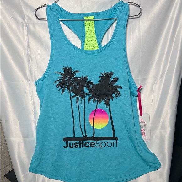 Justice | Tops | Justice Sport Teal Tank With Palm Tree And Sunset ...